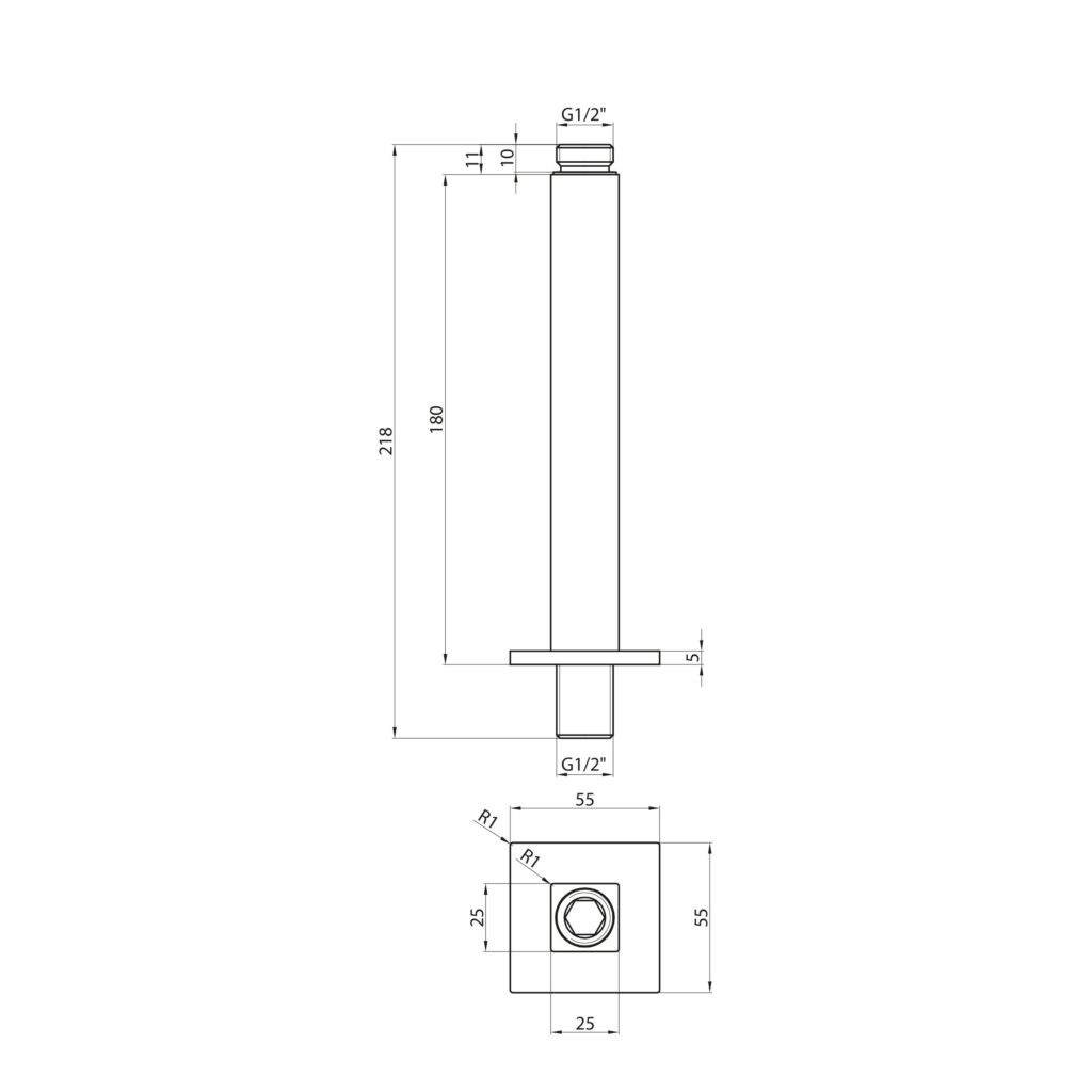 Black Square Shower Ceiling Arm | Scudo Bathrooms
