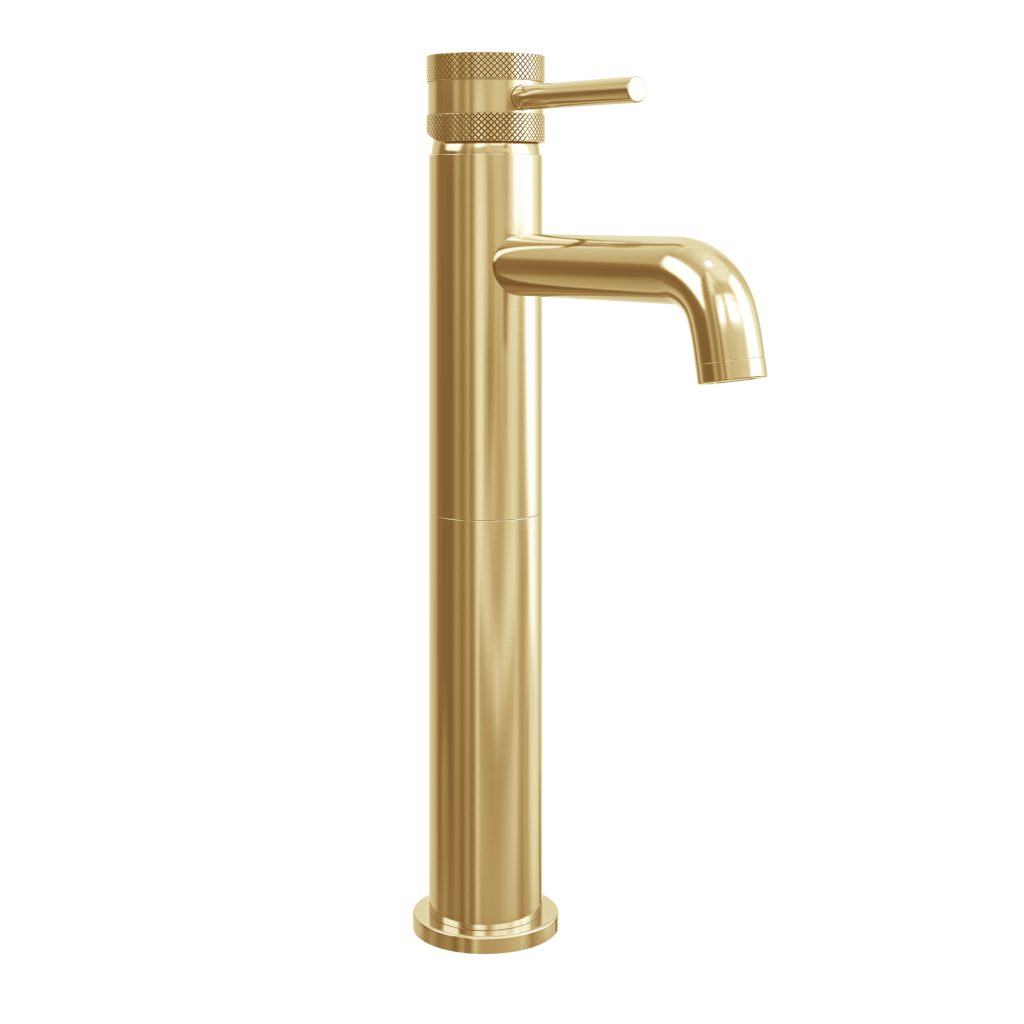 Core Tall Mono Basin Mixer Brushed Brass | Scudo Bathrooms