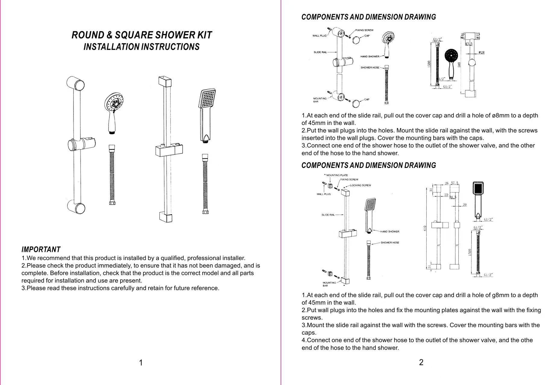 Square Riser Rail Kit | Scudo Bathrooms