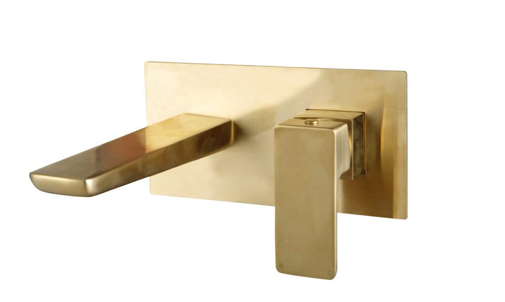 Muro Brushed Brass Wall Mounted Bath Mixer | Scudo Bathrooms