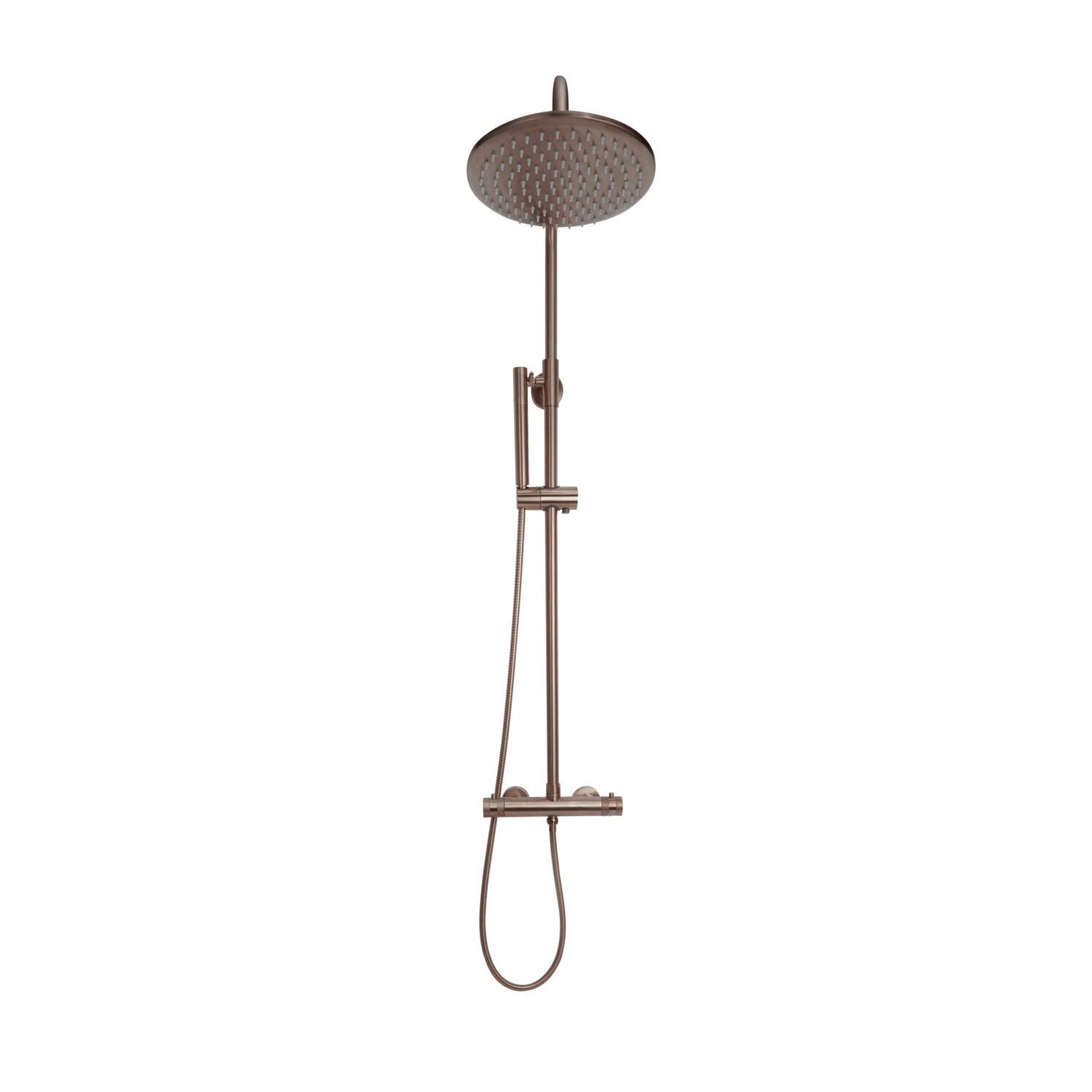 Core Brushed Bronze Round Rigid Riser Shower | Scudo Bathrooms