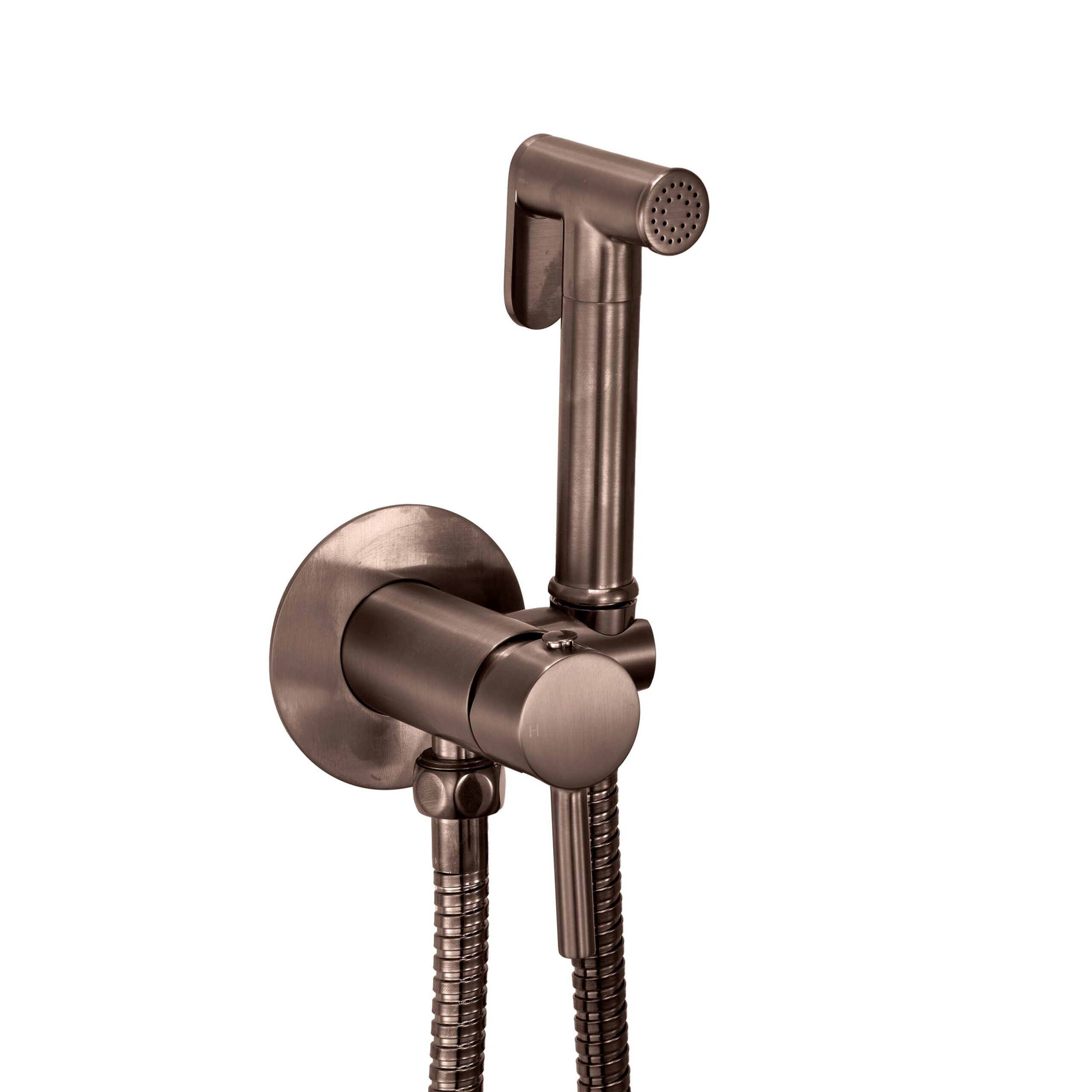 Douche Handset, Flexi, Holder and Outlet Elbow Brushed Bronze | Scudo ...