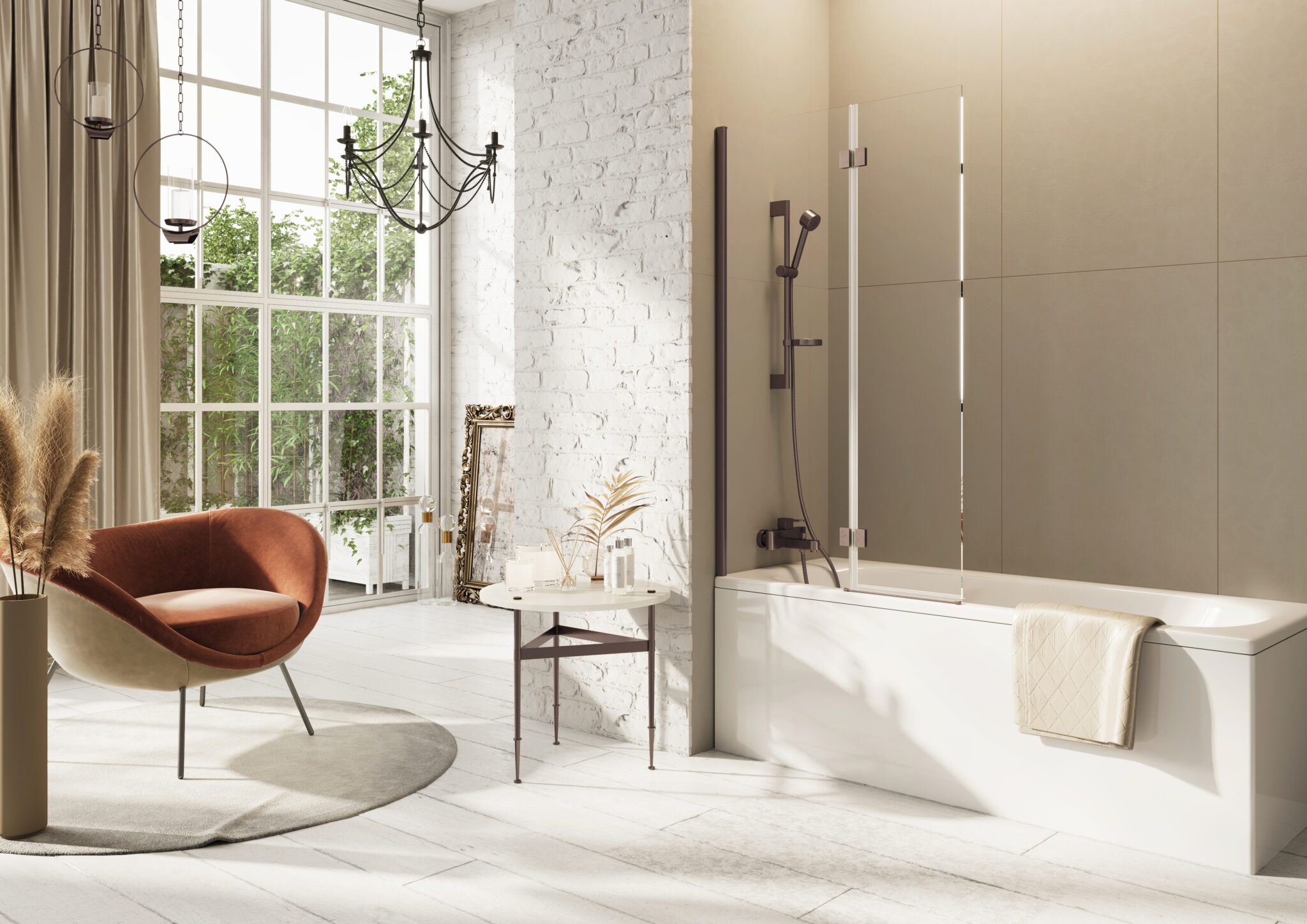Thalia Inward Opening Bath Screen | Scudo Bathrooms