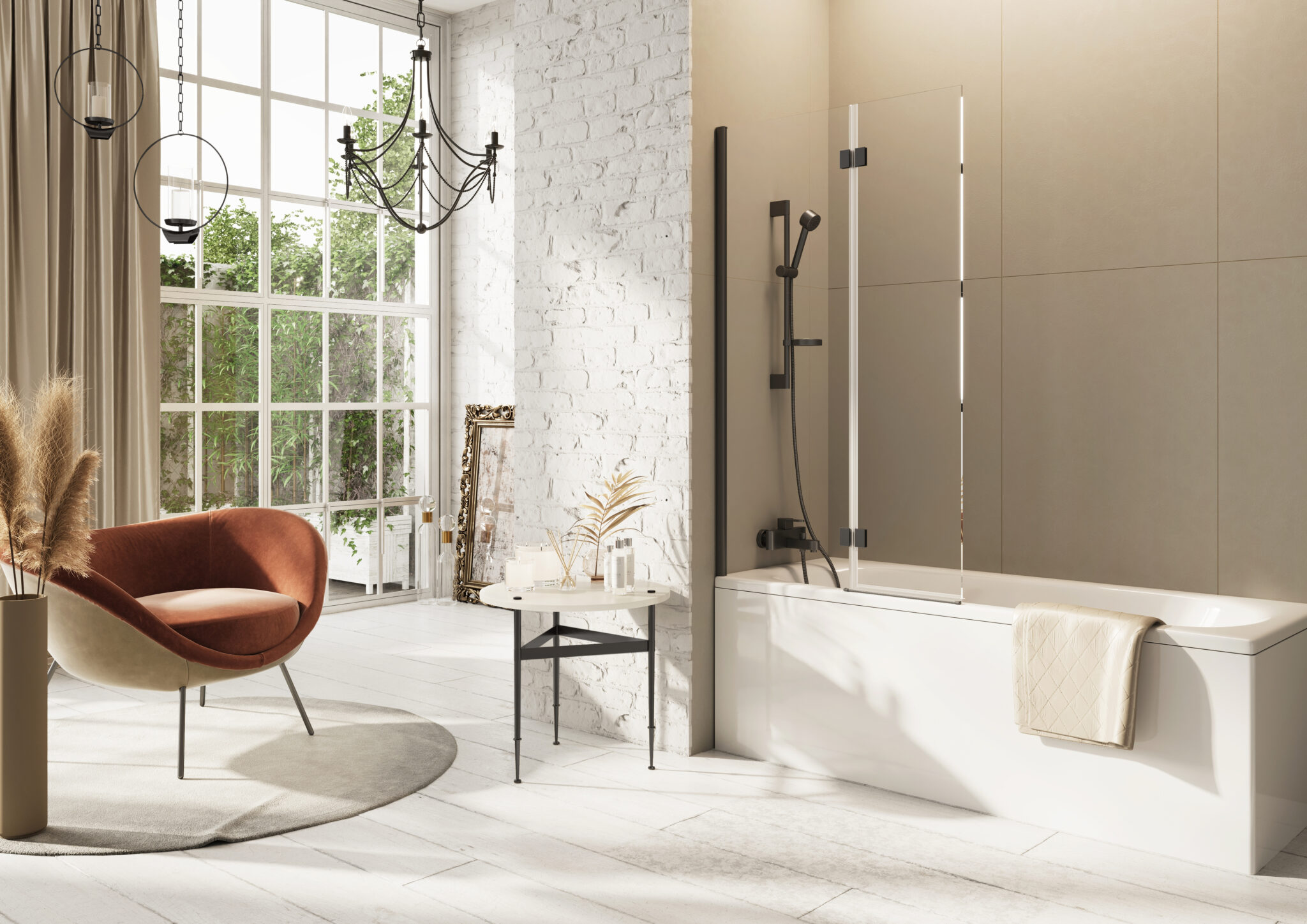 Thalia Inward Opening Bath Screen | Scudo Bathrooms