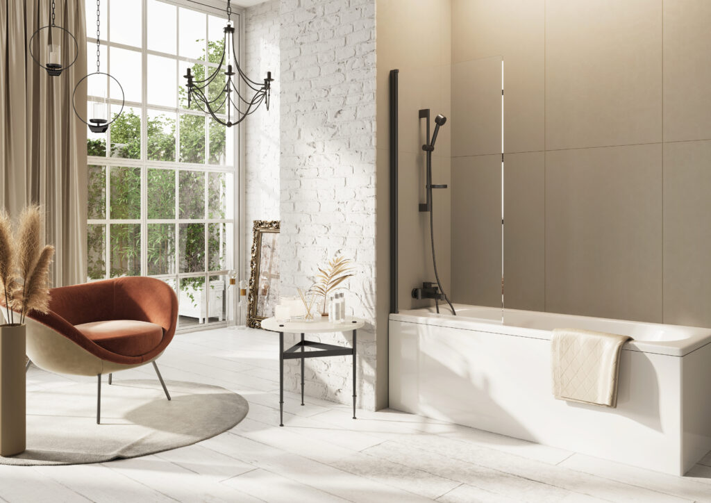 Thalia Single Panel Bath Screen | Scudo Bathrooms