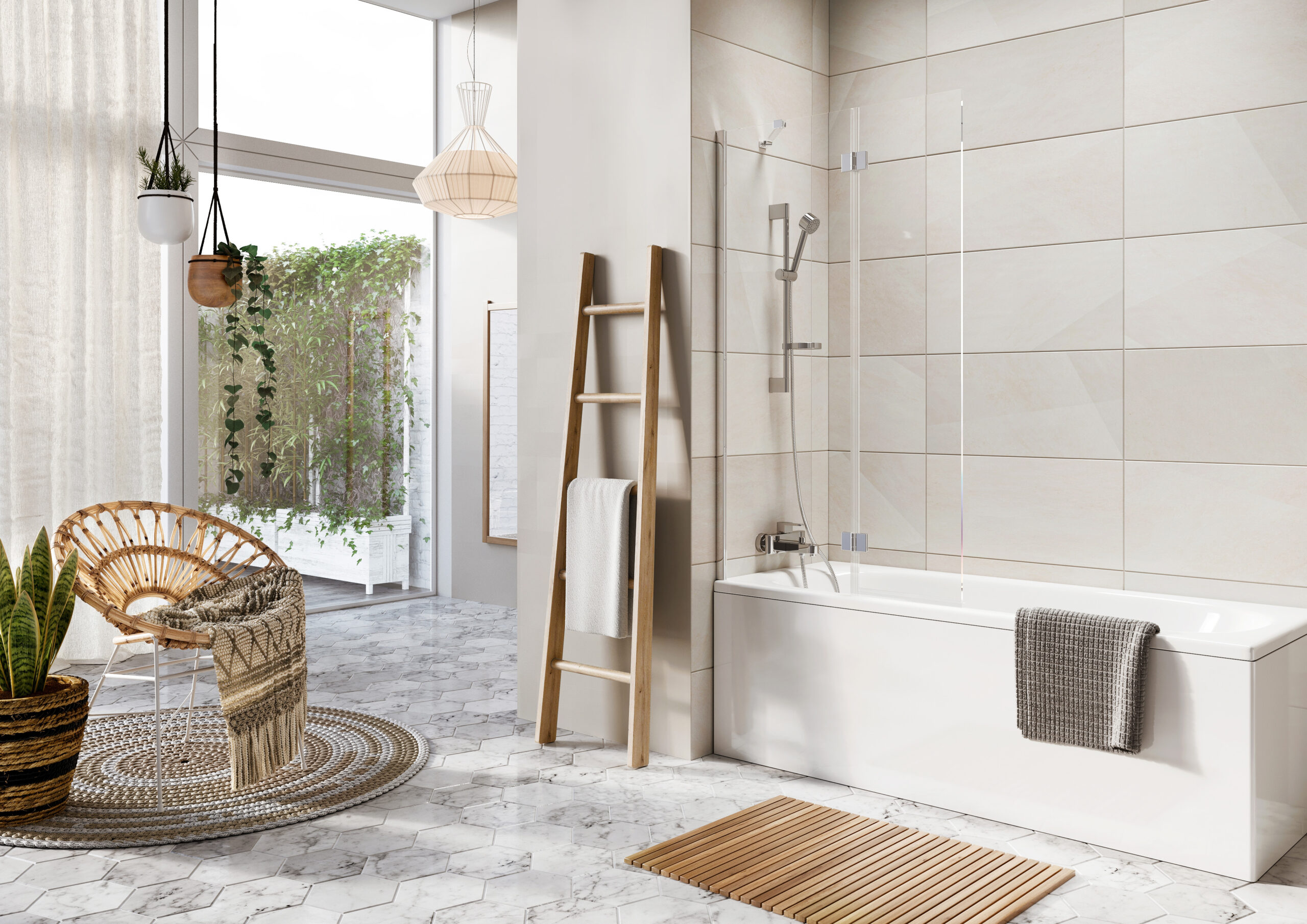 Thalia Outward Opening Bath Screen | Scudo Bathrooms