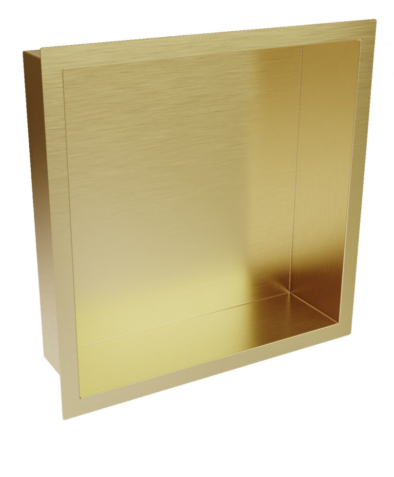 Inset Shower Niche 300x300mm Brushed Brass | Scudo Bathrooms
